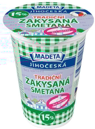 Madeta Jihočeská zakysaná smetana 15% bezlaktózová
