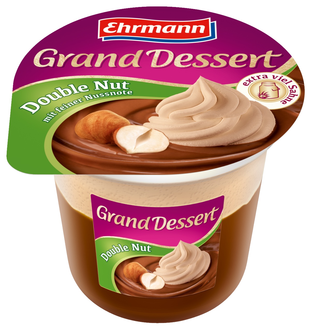Ehrmann Grand Dessert puding dezert se šlehačkou Double Nut