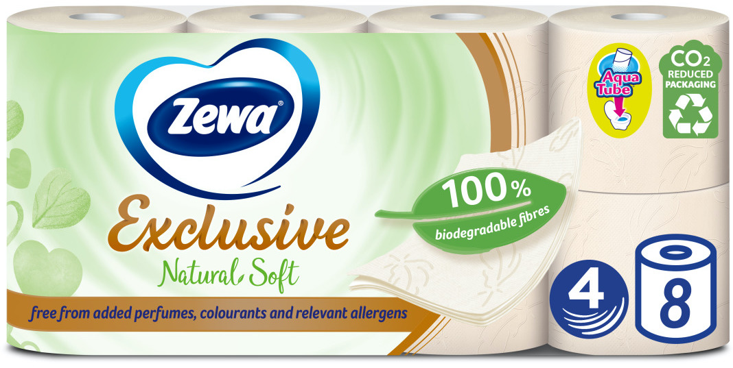 Zewa Exclusive natural soft toilet paper 4-ply, 8 pcs