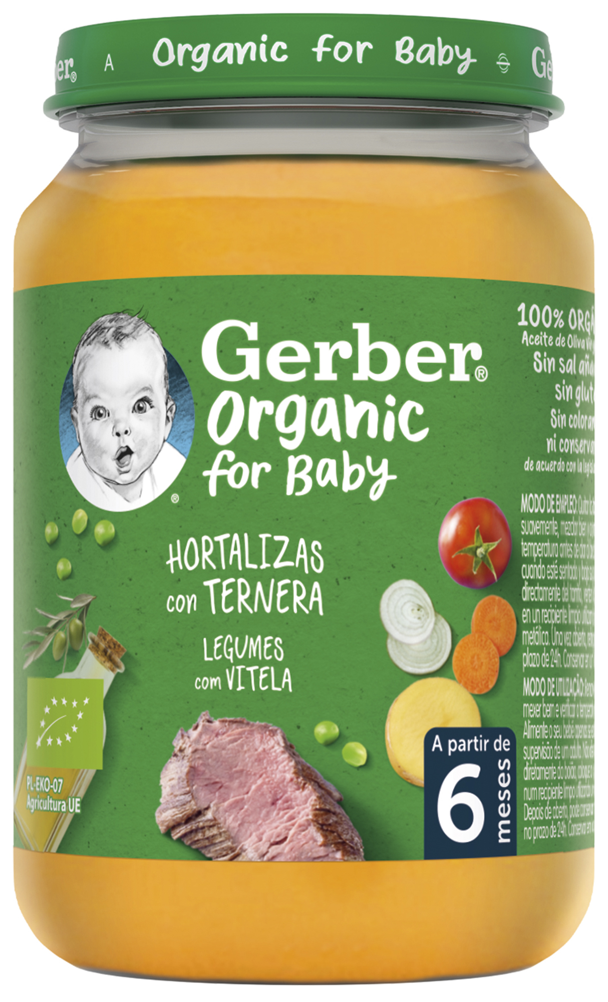 Gerber organic BIO Dětský příkrm zelenina s telecím masem