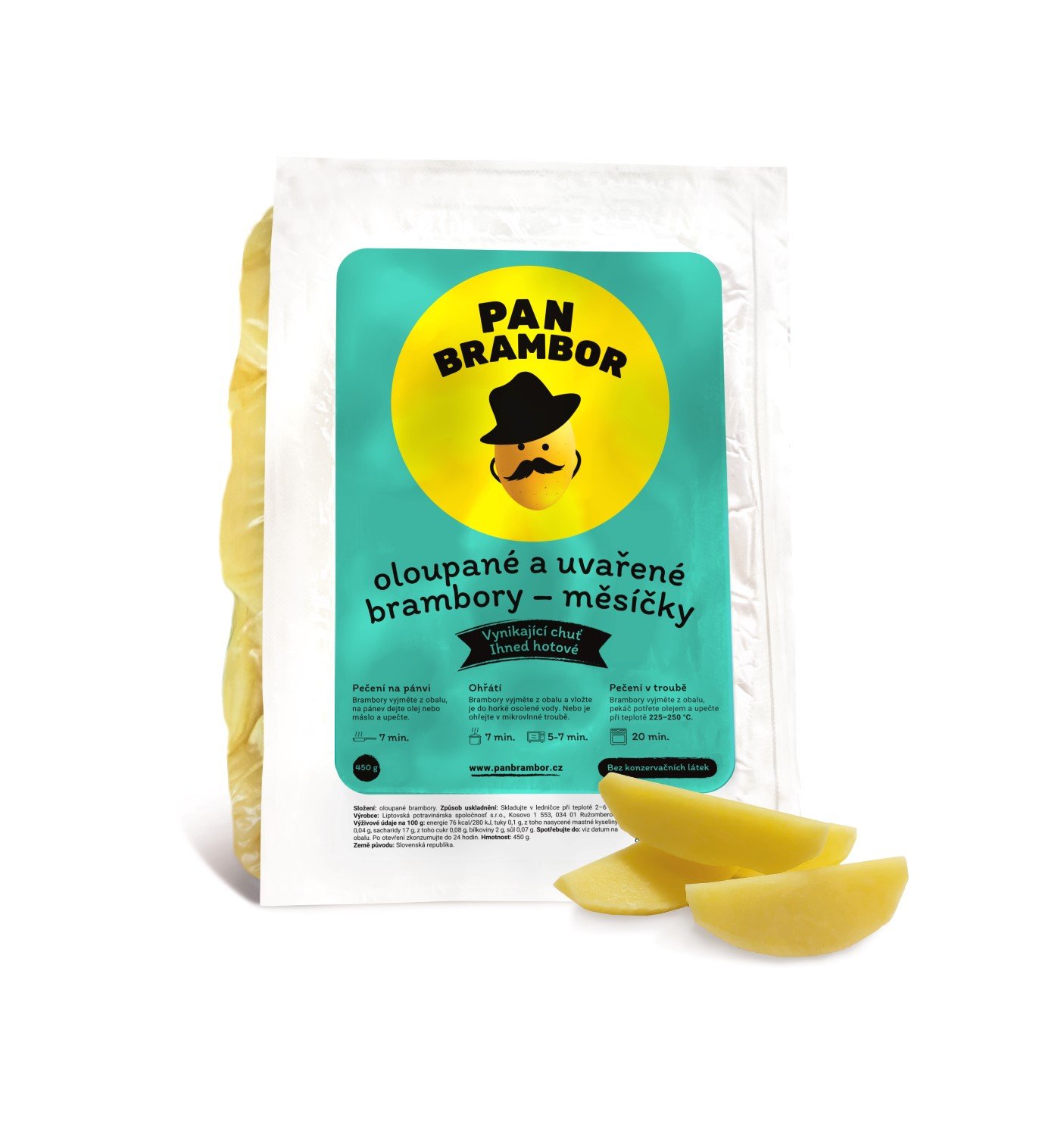Pan Brambor – očištěné a uvařené brambory – měsíčky, balení