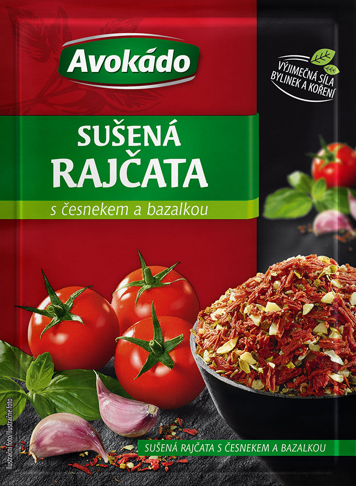 Avokádo koření Sušená rajčata s česnekem a bazalkou