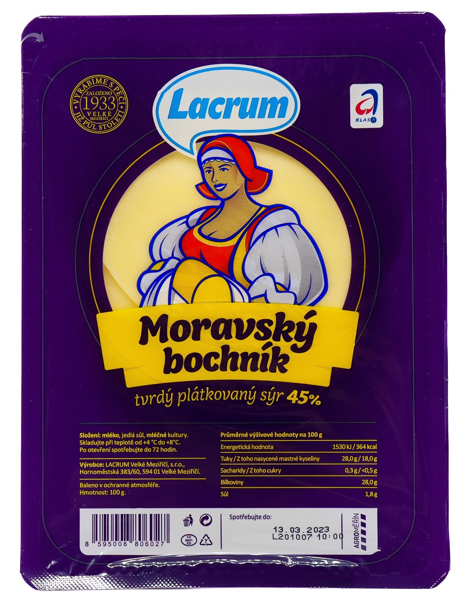Lacrum Moravský bochník sýr plátkový