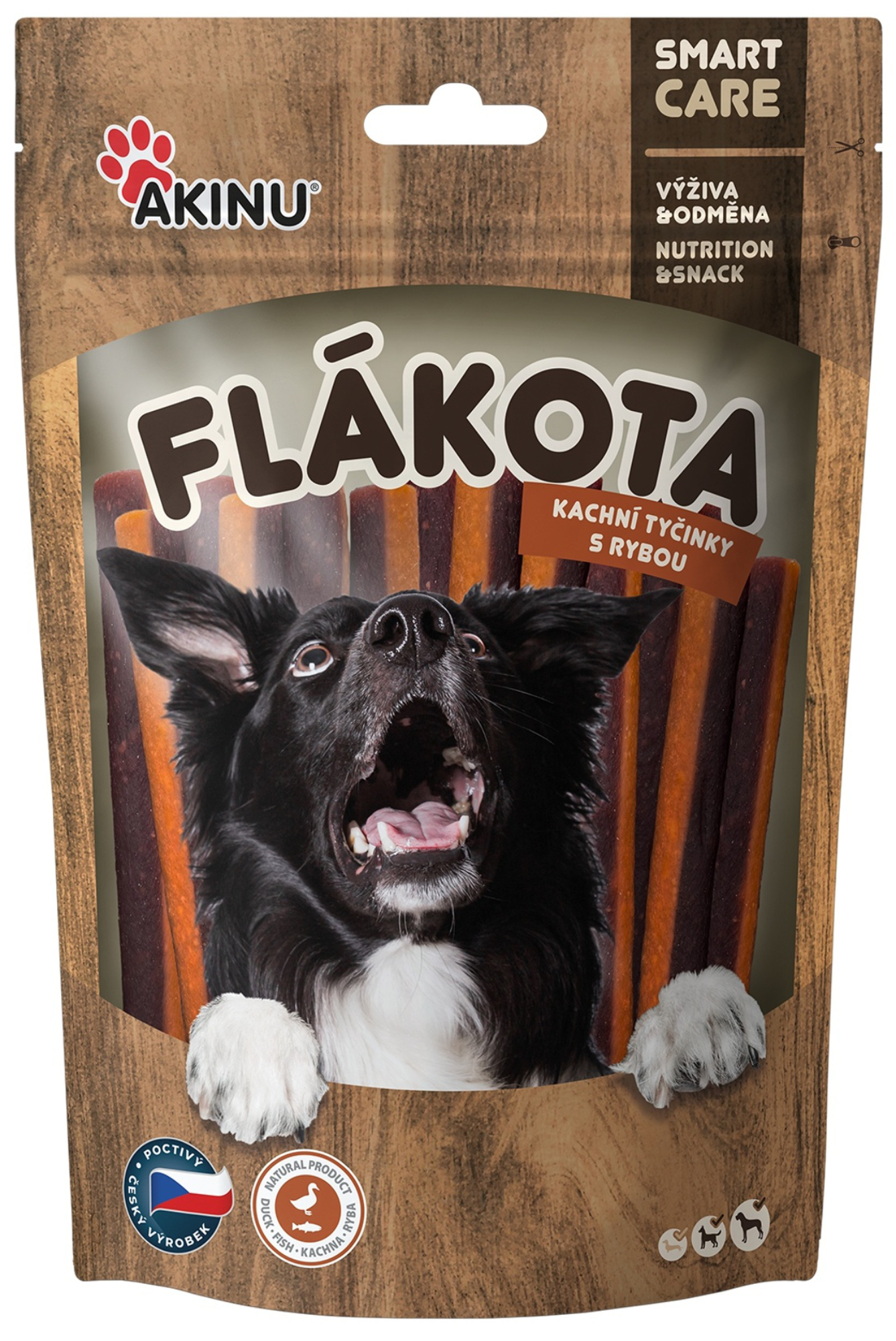 Akinu Flákota Kachní tyčinky s rybou pro psy