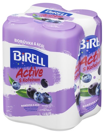 Birell Active Borůvka a acai s kofeinem 4×0,5 l plech