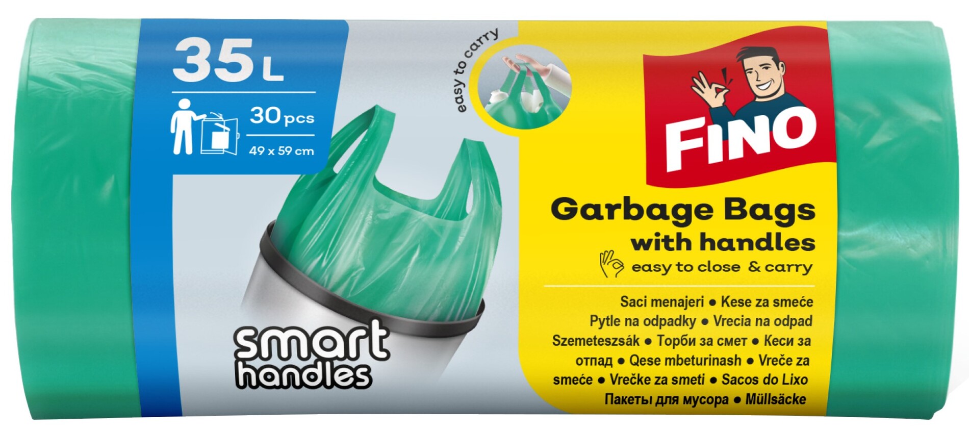 Fino Color pytle na odpadky s uchy 35 l