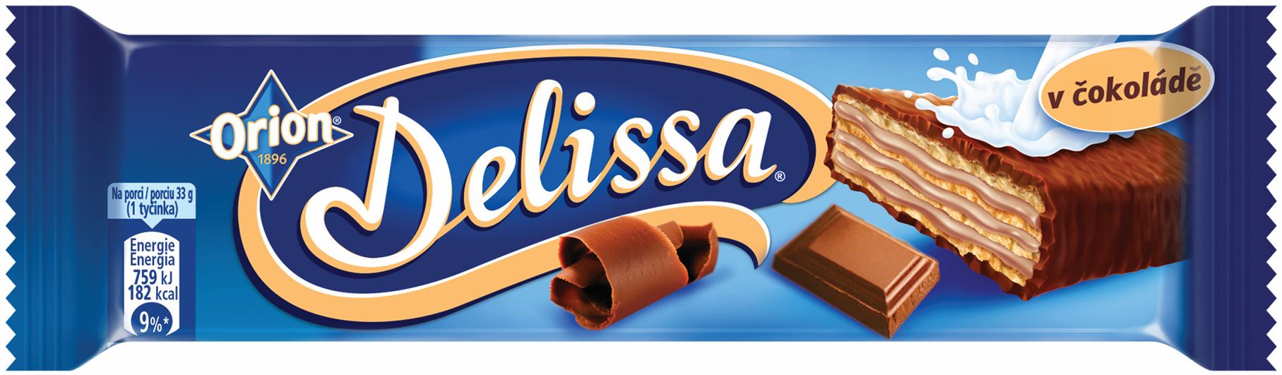 Orion Delissa oplatka s kakaovou náplní máčená v mléčné čokoládě